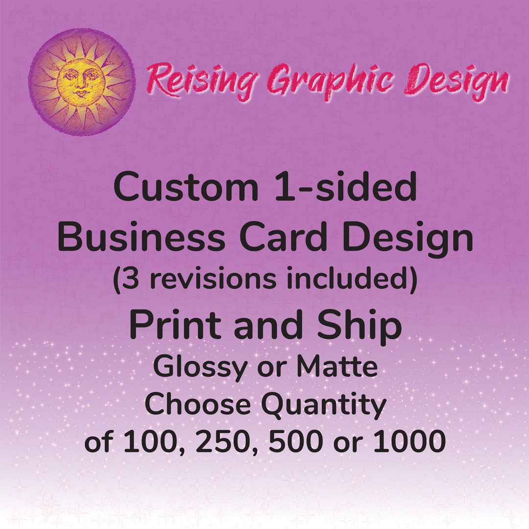 Business Card Design and Printing for 3.5x2 One-sided Glossy or Matte ...