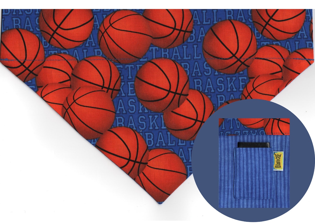 BASKETBALL Dog Bandana, Reversible Dog Bandana With Pocket, B-ball Dog ...