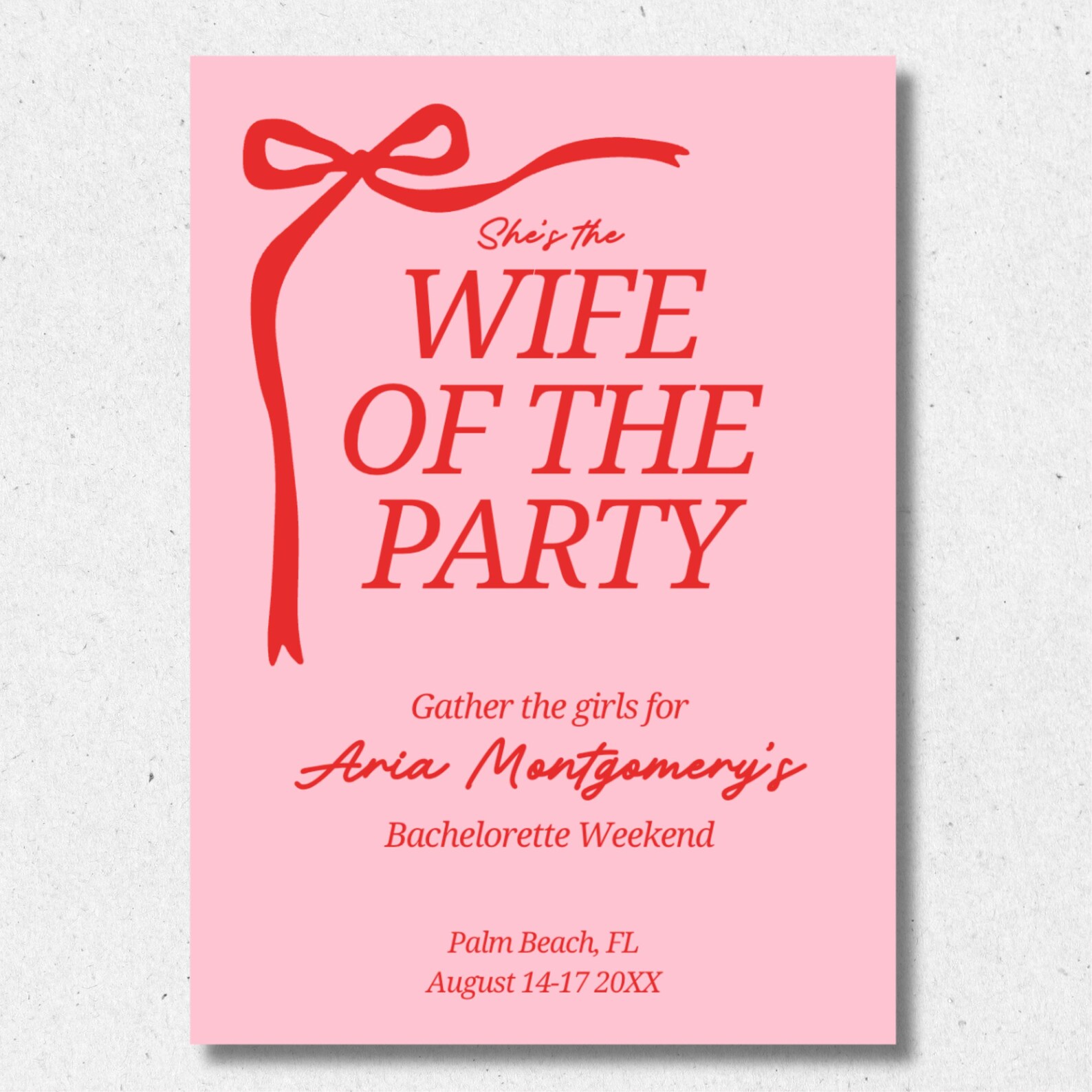She’s the Wife of the Party Bachelorette Weekend Invitation Template ...