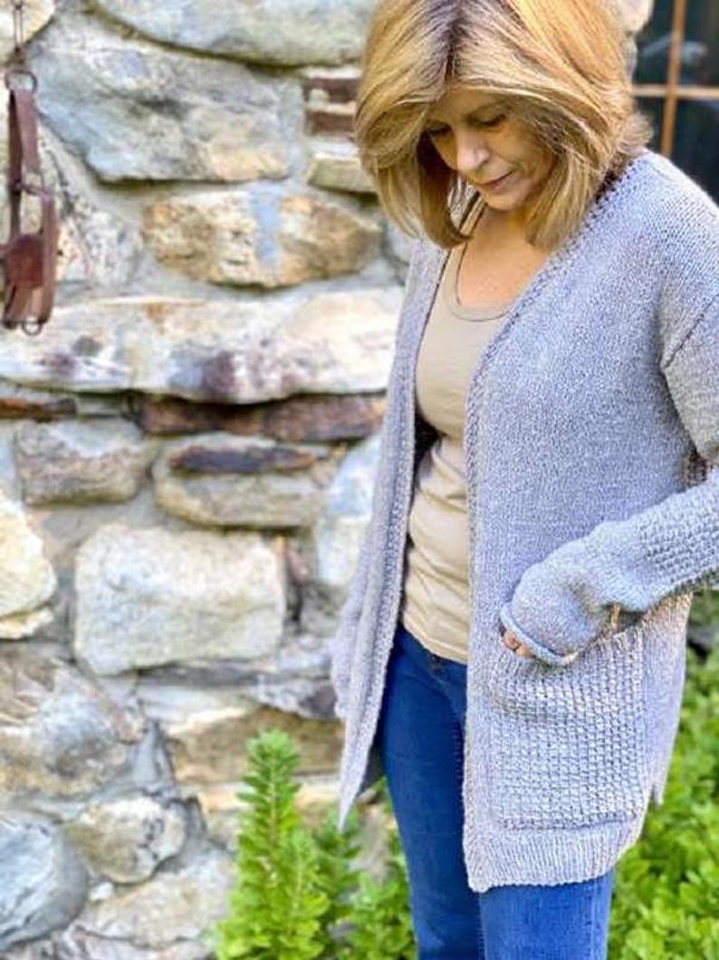 Crochet Boyfriend Cardigan Pattern (PDF) - Chunky Pocket Sweater ...