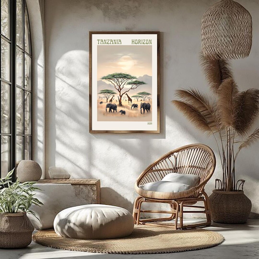 African Safari Inspired Rolled Poster - African Wall Art African Poster ...
