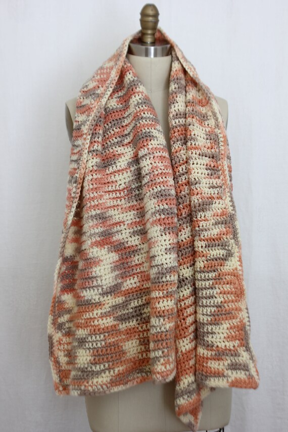 vintage extra long crochet wrap shawl - Gem