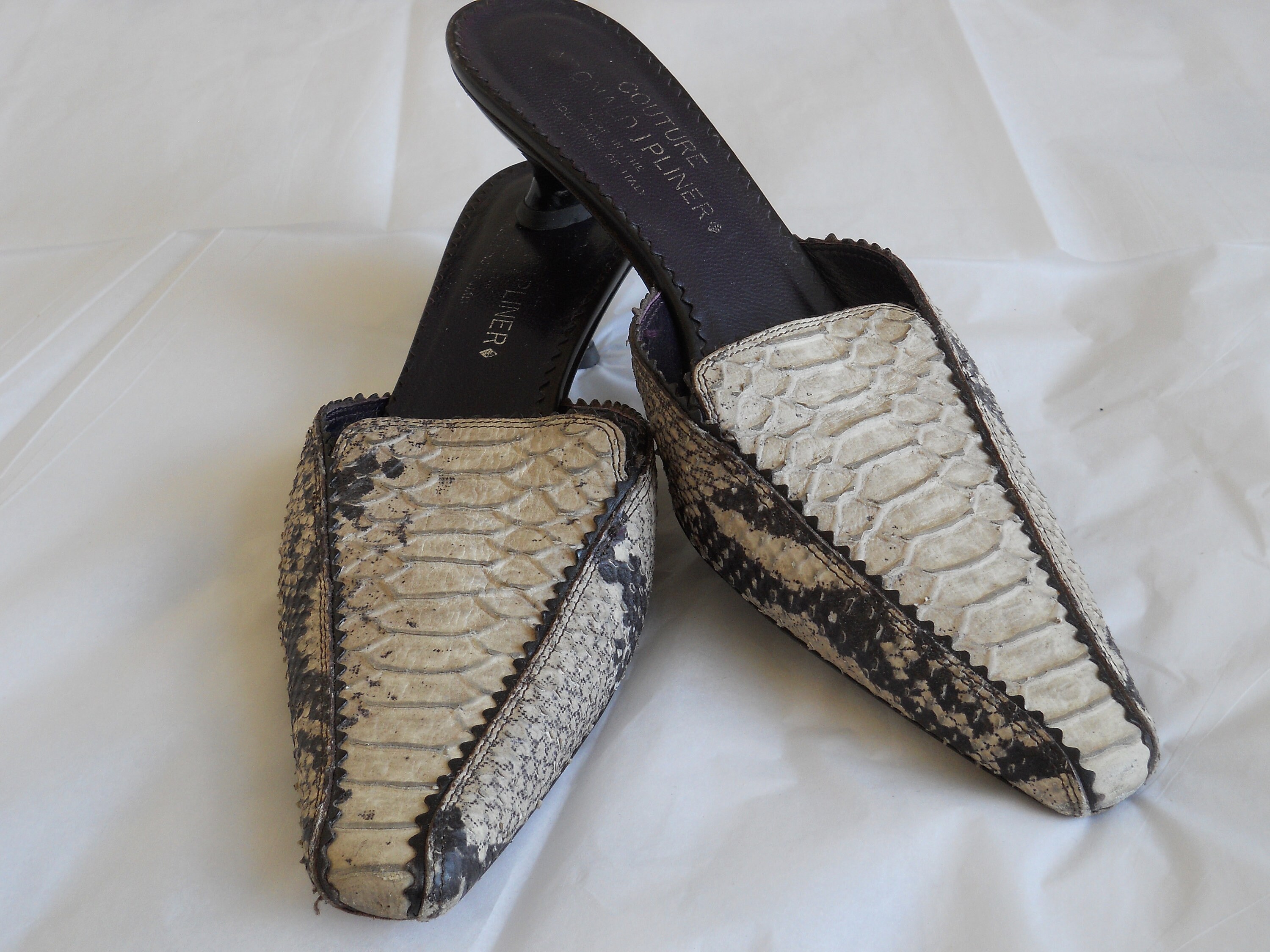 Vintage Slip on Pointy Mule Shoes by Couture Donald J. Piner Black and ...