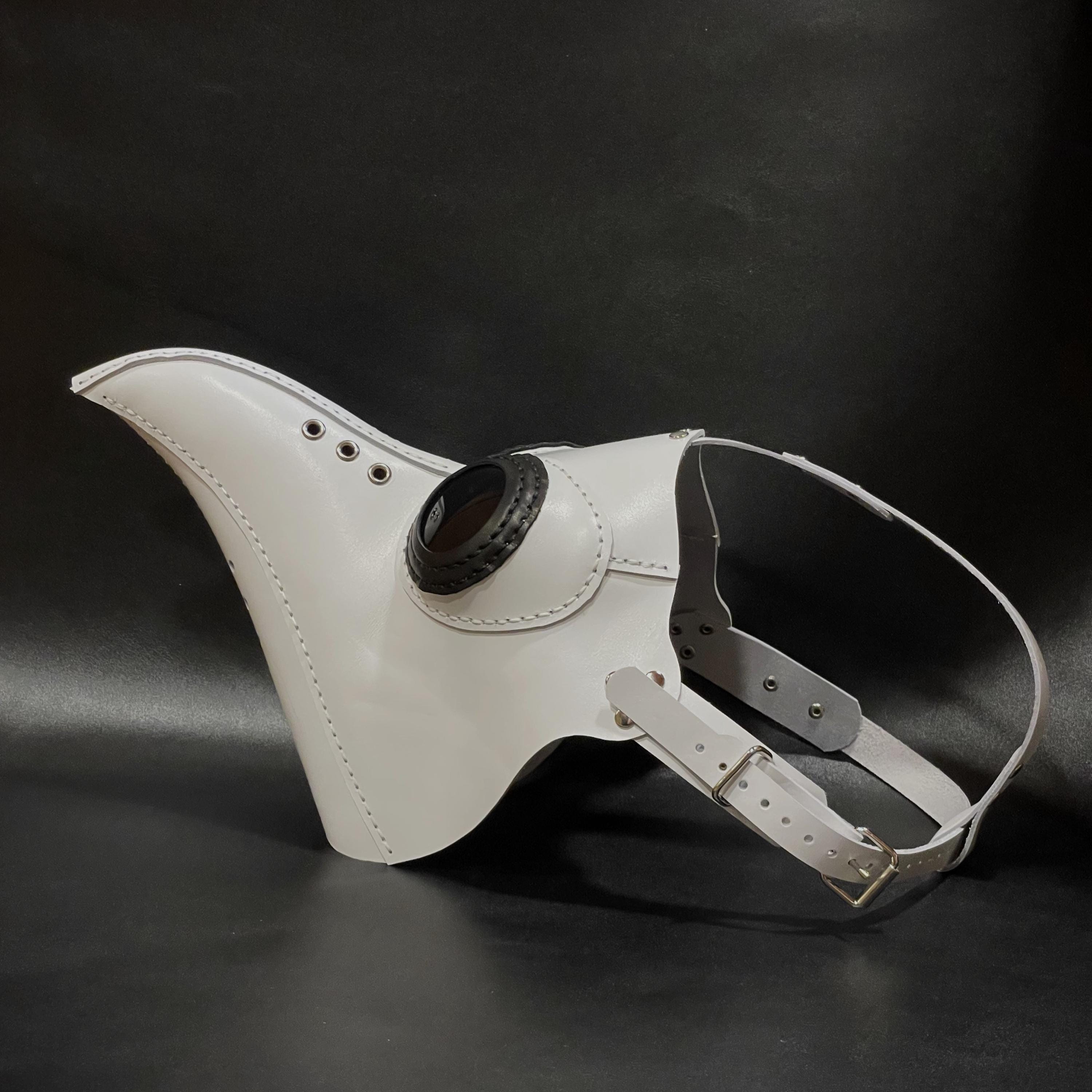 Plague Doctor Mask White With Black Eyes - Glasses Friendly Mask ...