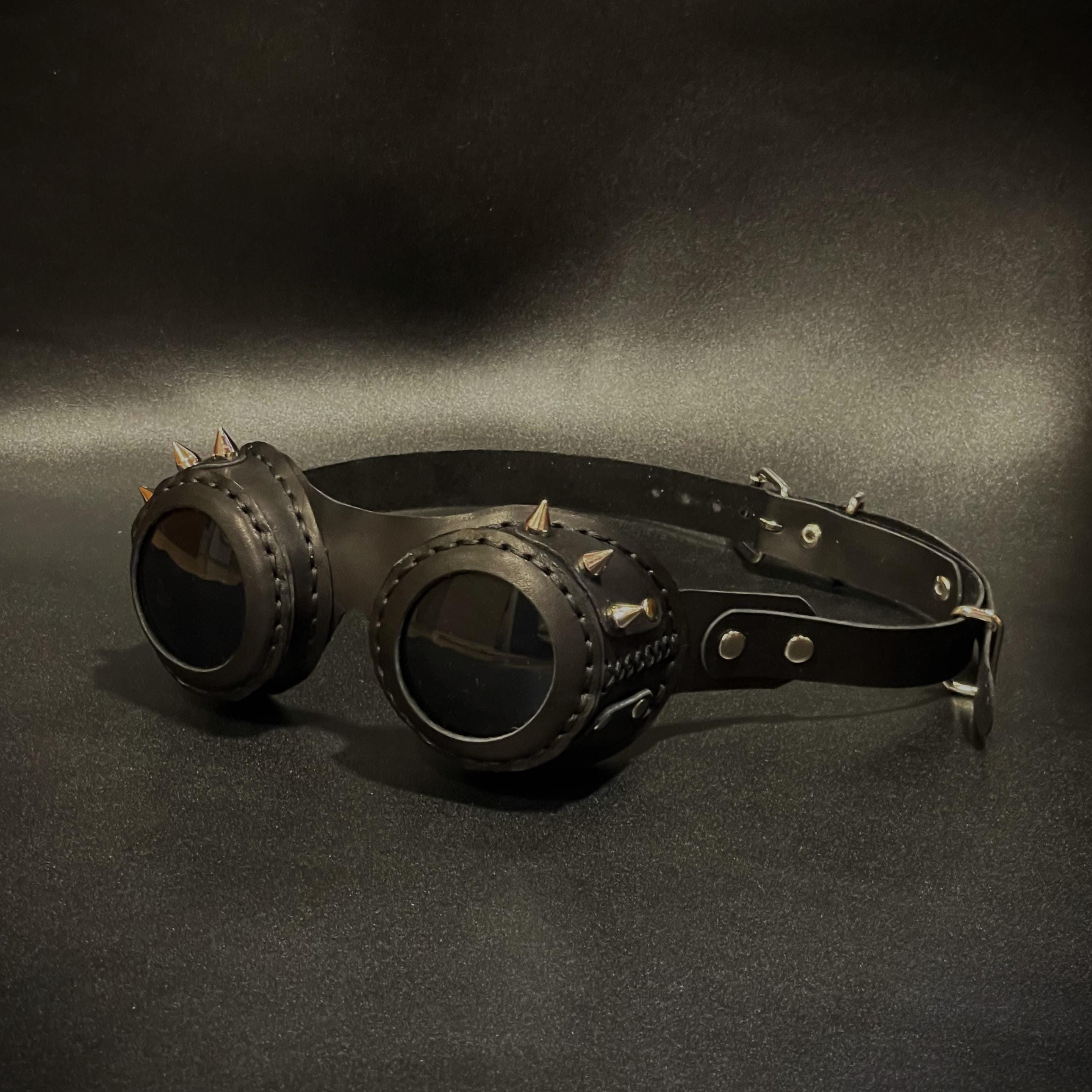 Steampunk Sunglasses - Leather Goggles Cosplay - Burning Man Goggles ...