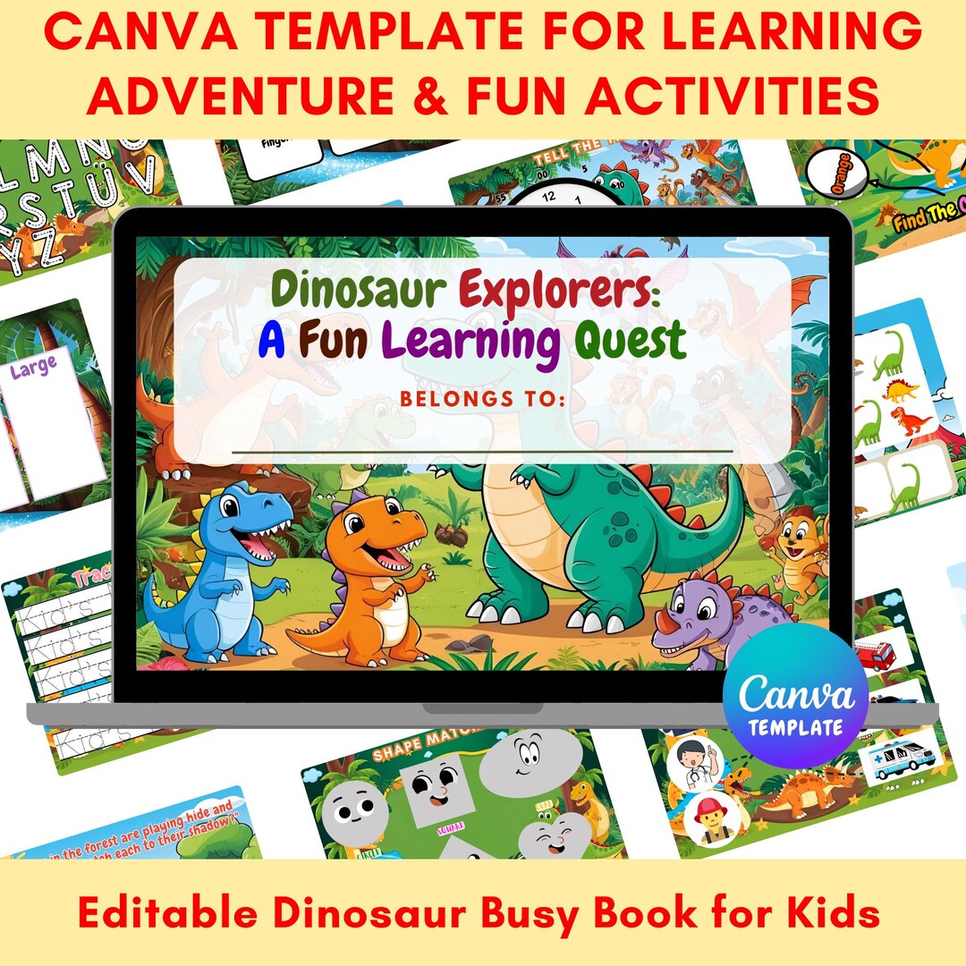Dinosaur-themed Busy Book for Kids – Interactive Learning Activities - Etsy