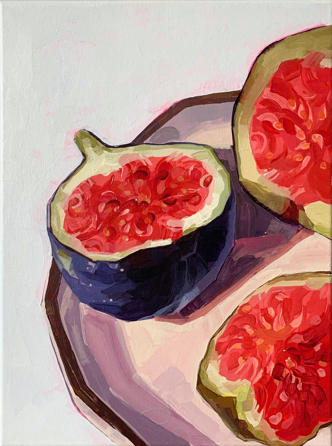 Original Fig Painting – Still Life Art on Canvas Modern Fruit Wall ...