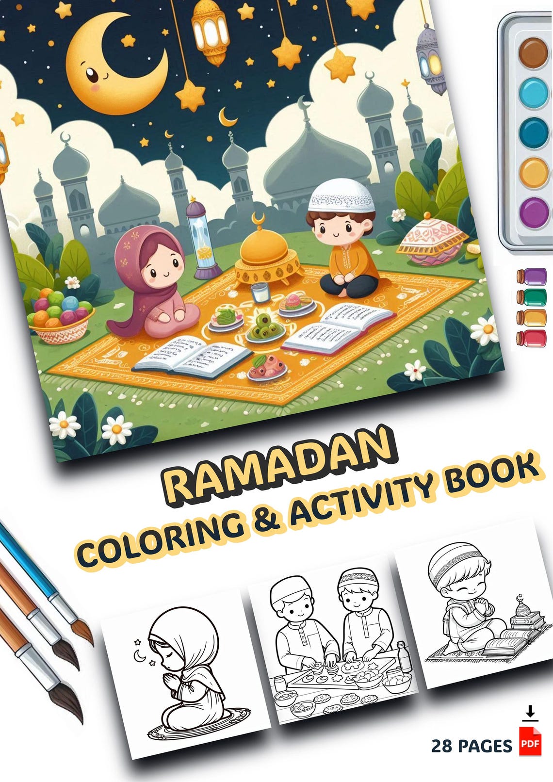 28 Ramadan & Eid Coloring Pages. Activity Book for Muslim Kids. Muslim ...