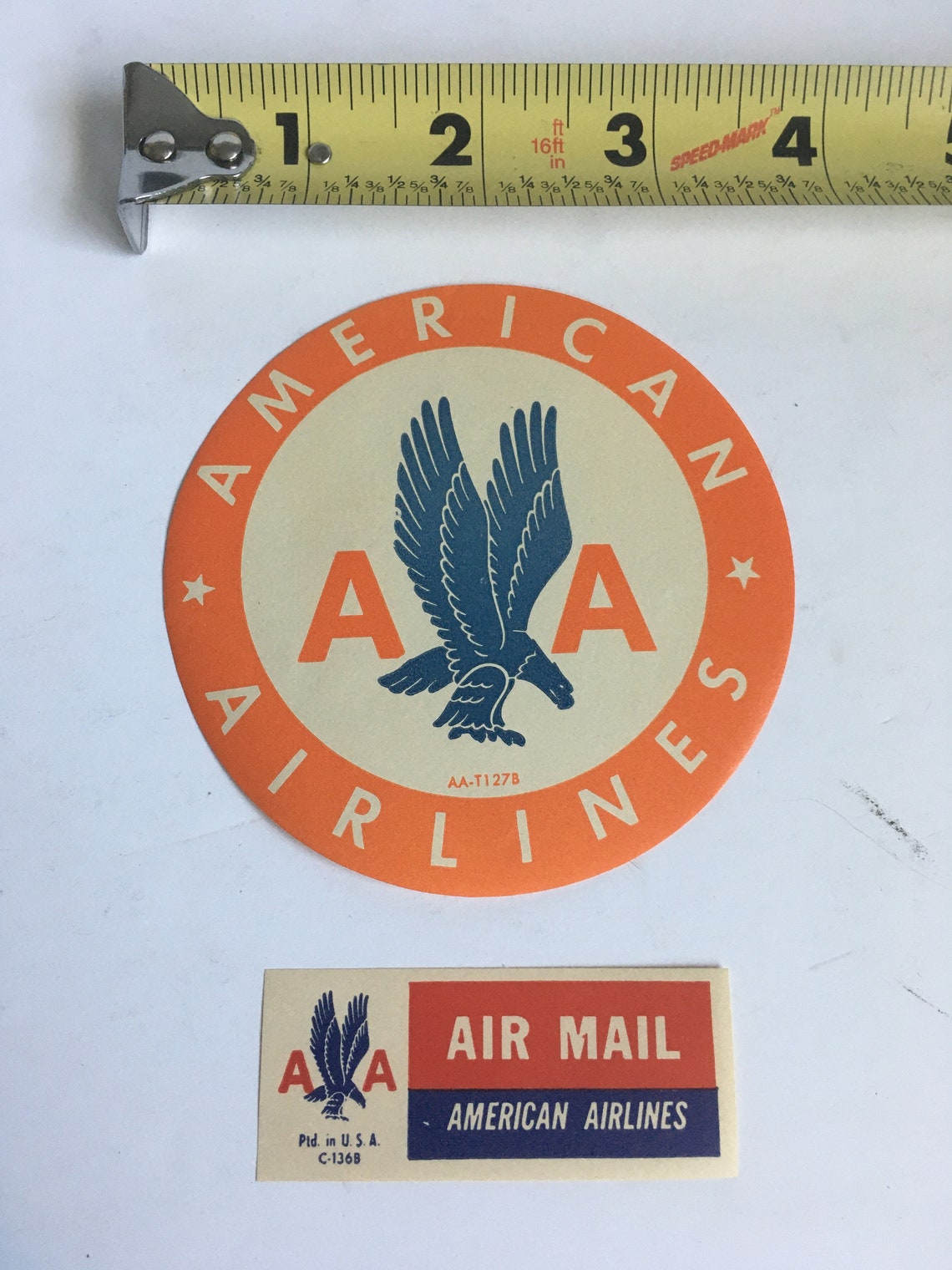 Vintage Antique 1960s 1950s Luggage Decal Wet Sticker American Airlines ...