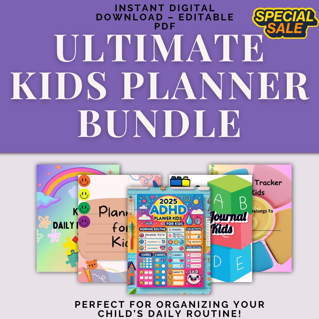 Kids Planner Bundle: ADHD Planner, Journal & Allowance Tracker ...
