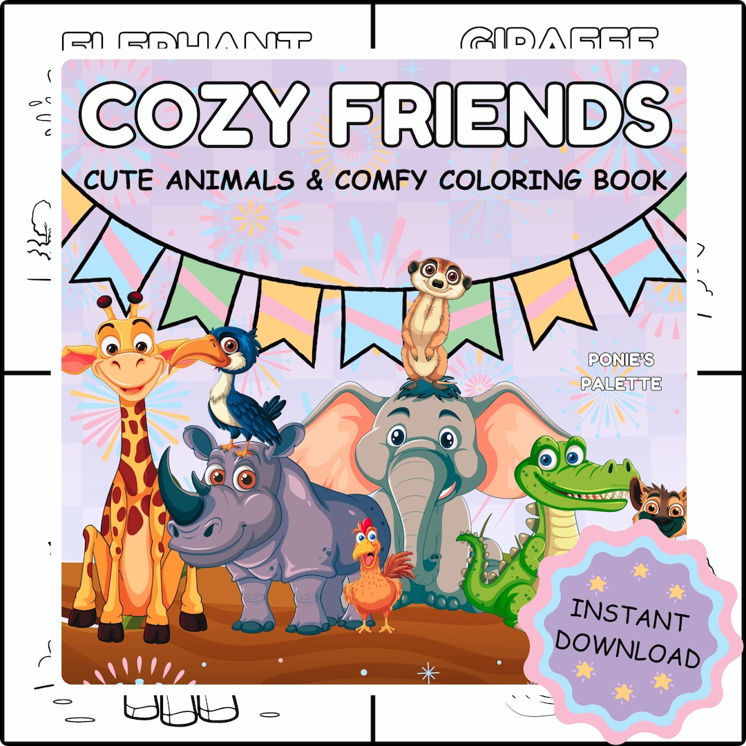 Coco Wyo Cozy Friends Coloring Book, Cute and Comfy Coloring 35 Pages ...