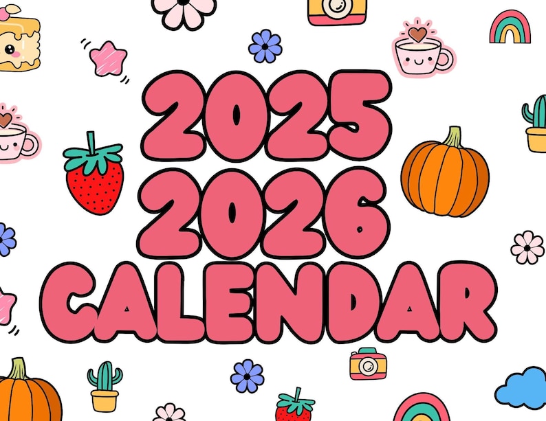 2025 & 2026 Calendar Coloring, Cute Kids Coloring Calendar, Wall ...