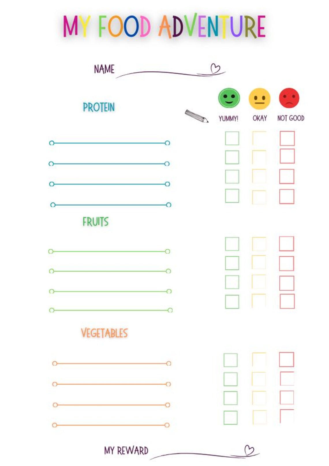 Picky Eater Chart 2-pack | Printable Food Tracker for Kids | Fun Reward ...