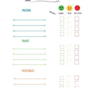 Picky Eater Chart 2-pack | Printable Food Tracker for Kids | Fun Reward ...