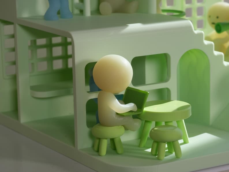 Huge Smiski Town House Display With Furniture Fits 25+ Smiskis - Pastel ...