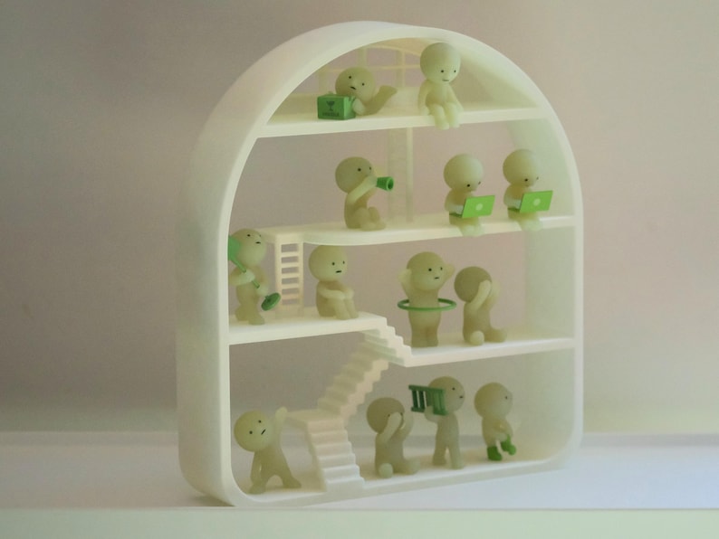 LARGE Smiski House Display Shelf Desk Organizer Curved Fits 14+ Smiskis ...