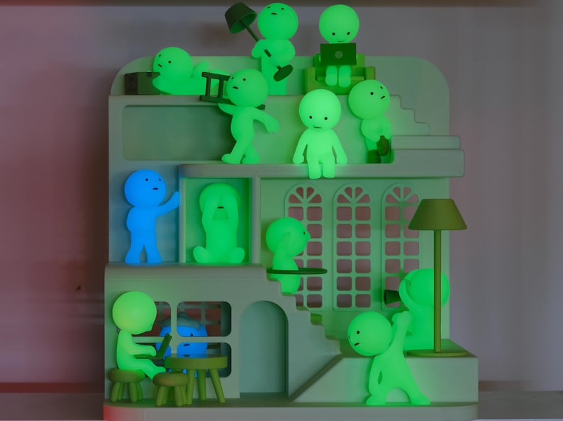 Huge Smiski Town House Display With Furniture Fits 25+ Smiskis - Pastel ...