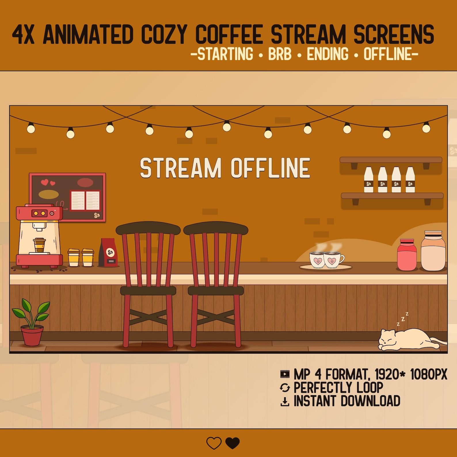 Animated Cozy Coffee Stream Screens | Twitch Starting BRB Ending ...