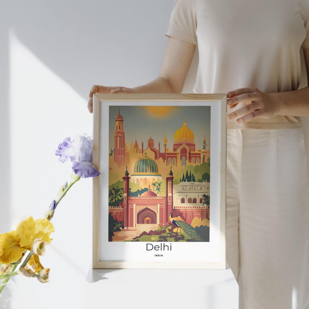 Delhi Travel Poster – Vibrant Illustrated Landmarks of India - Etsy