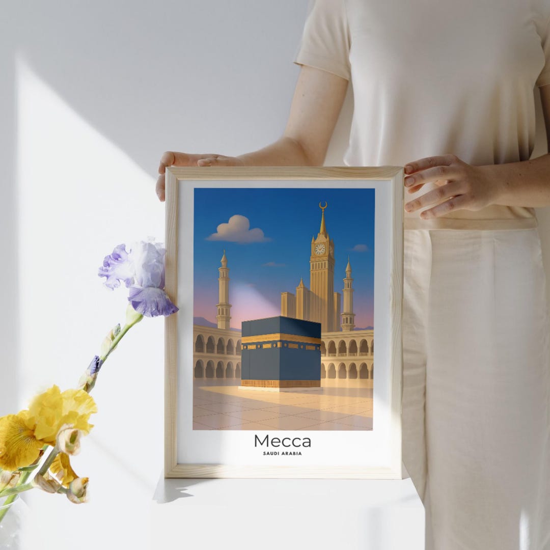 Mecca Saudi Arabia Digital Print – Minimalist Sacred City Wall Art ...