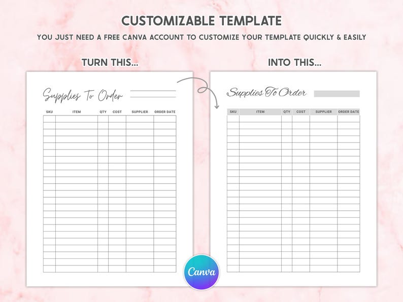 Supplies to Order Tracker Printable Inventory Tracker Canva Editable ...