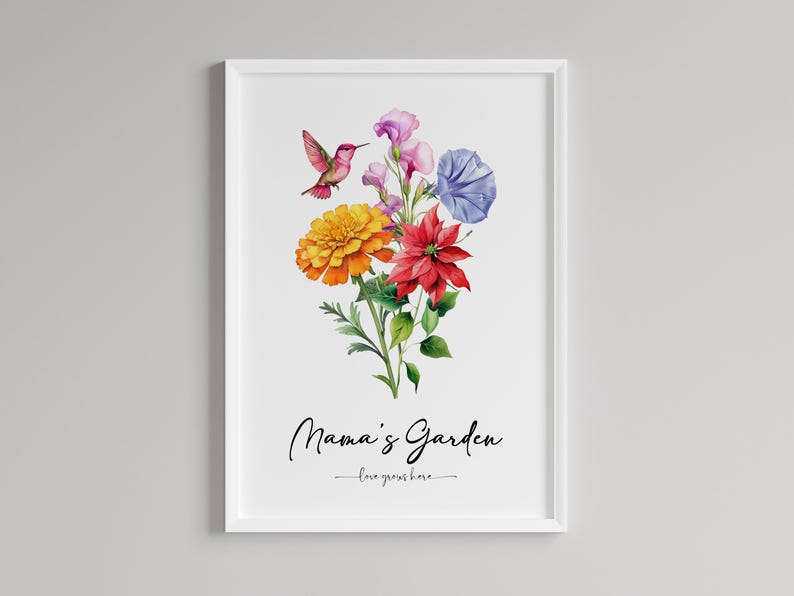 Custom Birth Flower Bouquet Print Personalized Birth Flower Family ...