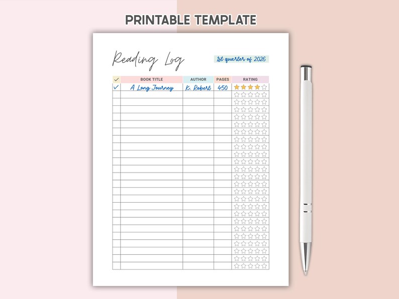 Reading Log Printable Journal Page Reading Tracker Books I've Read This ...