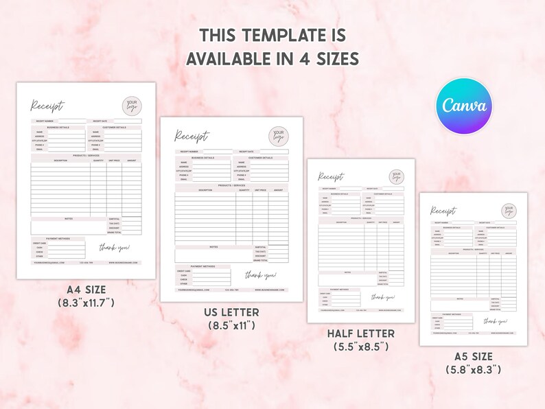 Editable Receipt Template Digital Receipt Printable Receipt Form ...