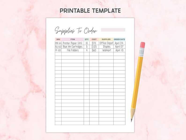 Supplies to Order Tracker Printable Inventory Tracker Canva Editable ...