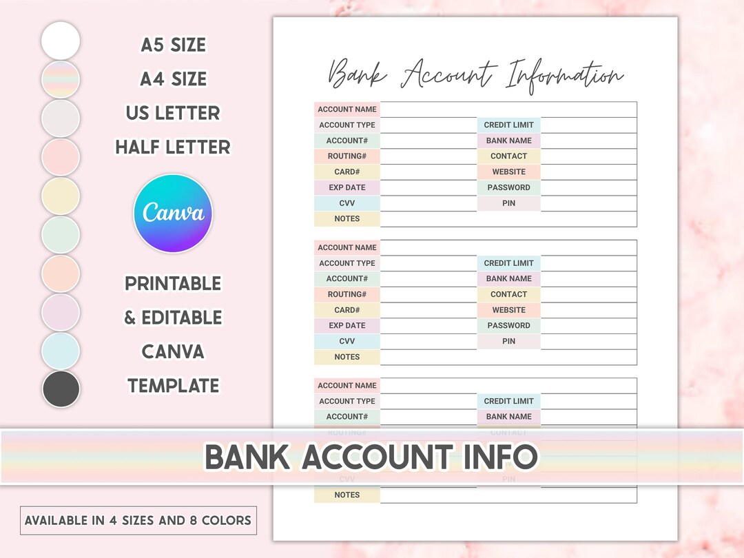 Bank Account Info Bank Account Tracker Bank Account Finance Bank ...