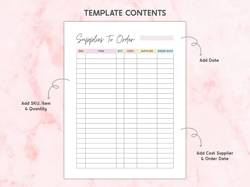 Supplies to Order Tracker Printable Inventory Tracker Canva Editable ...