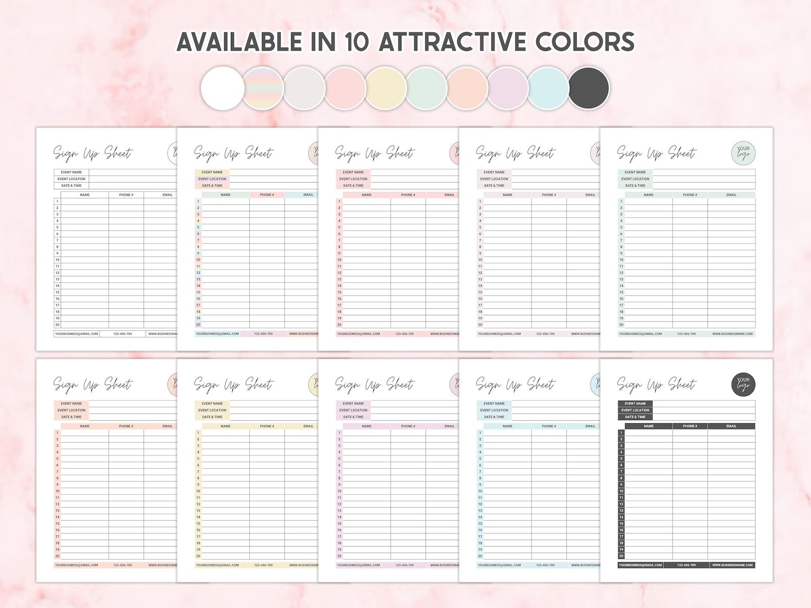 Editable Sign up Sheet Template Digital Event Sign up Sheet Printable ...