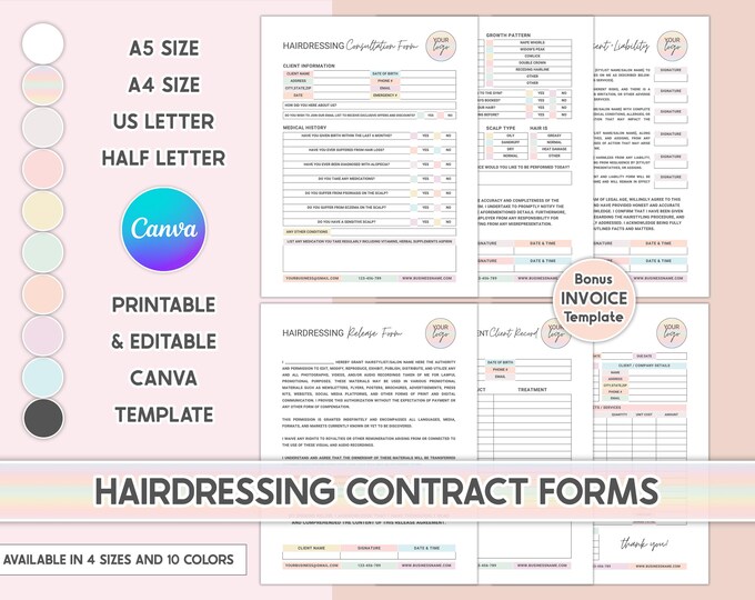 Hair Salon Client Intake Form Canva Template PDF Editable Hair Stylist ...