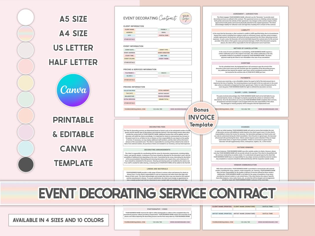 Event Decorating Services Contract Editable Event Decorating Contract ...