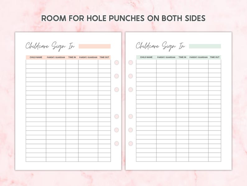 Childcare Sign in Sheet Editable Daycare Sign in Nursery Sign in Sheet ...