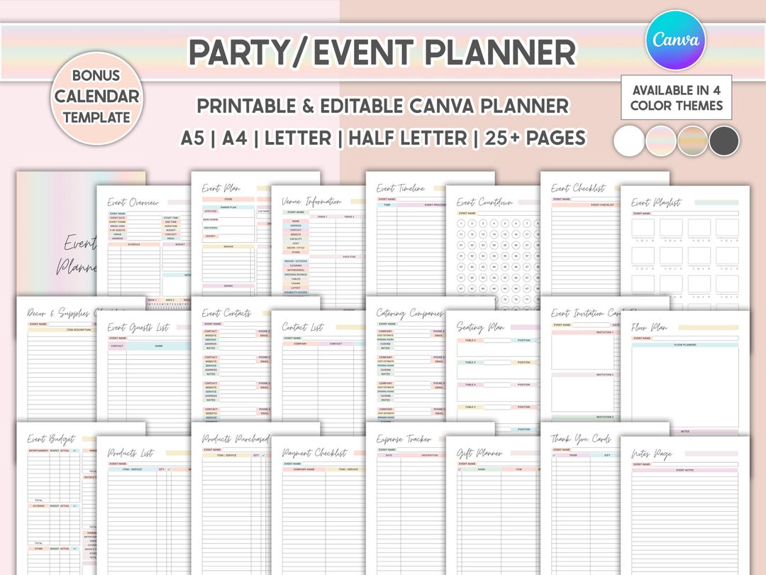 Event Planner Printable Party Planner Bundle Editable Party Event ...