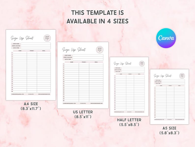 Editable Sign up Sheet Template Digital Event Sign up Sheet Printable ...