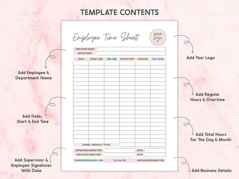 Employee Timesheet Editable Employee Time Tracker Template Printable Employee Time Sheet With AM ...
