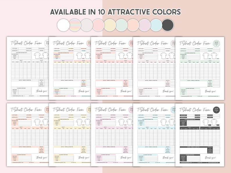 Canva Editable T Shirt Order Form Invoice Template Printable Small ...