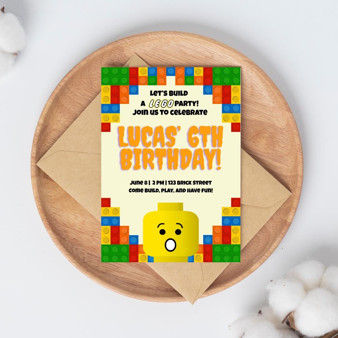 LEGO Style Birthday Invitation | Editable Kids Party Invite | Building ...