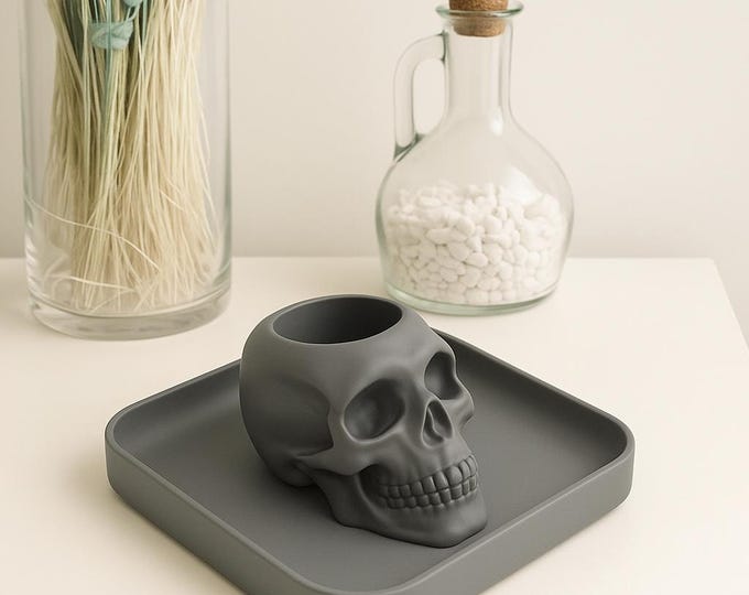 Matte Black Skull Tray: Gothic Desk Organizer, 3D Printed Home Decor - Etsy