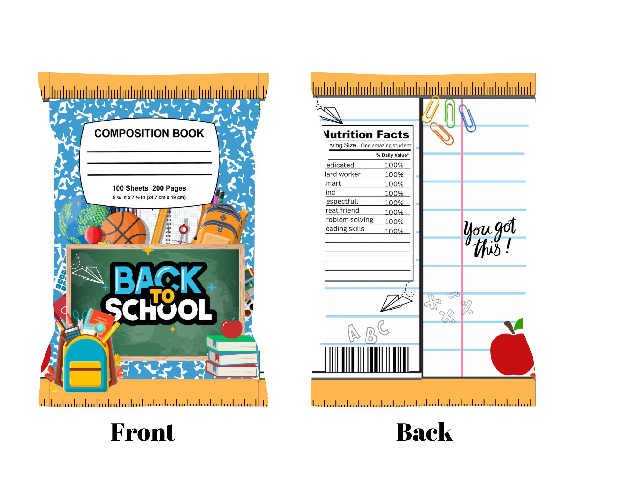 Back to School Chip Bag Template – Instant Download - Etsy