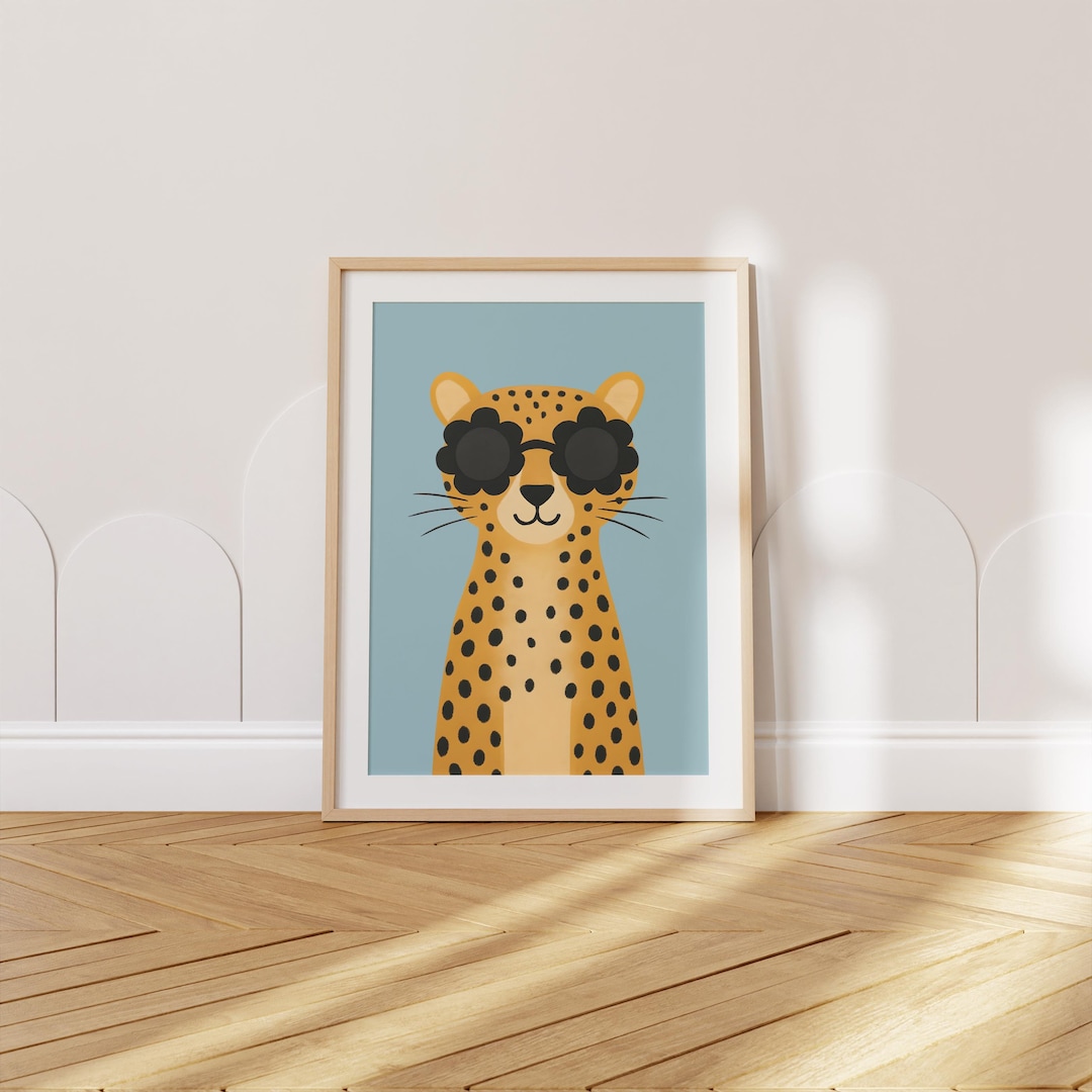 Cool Cheetah Digital Poster, Animal Wall Art for Kids’ Rooms, Nursery ...