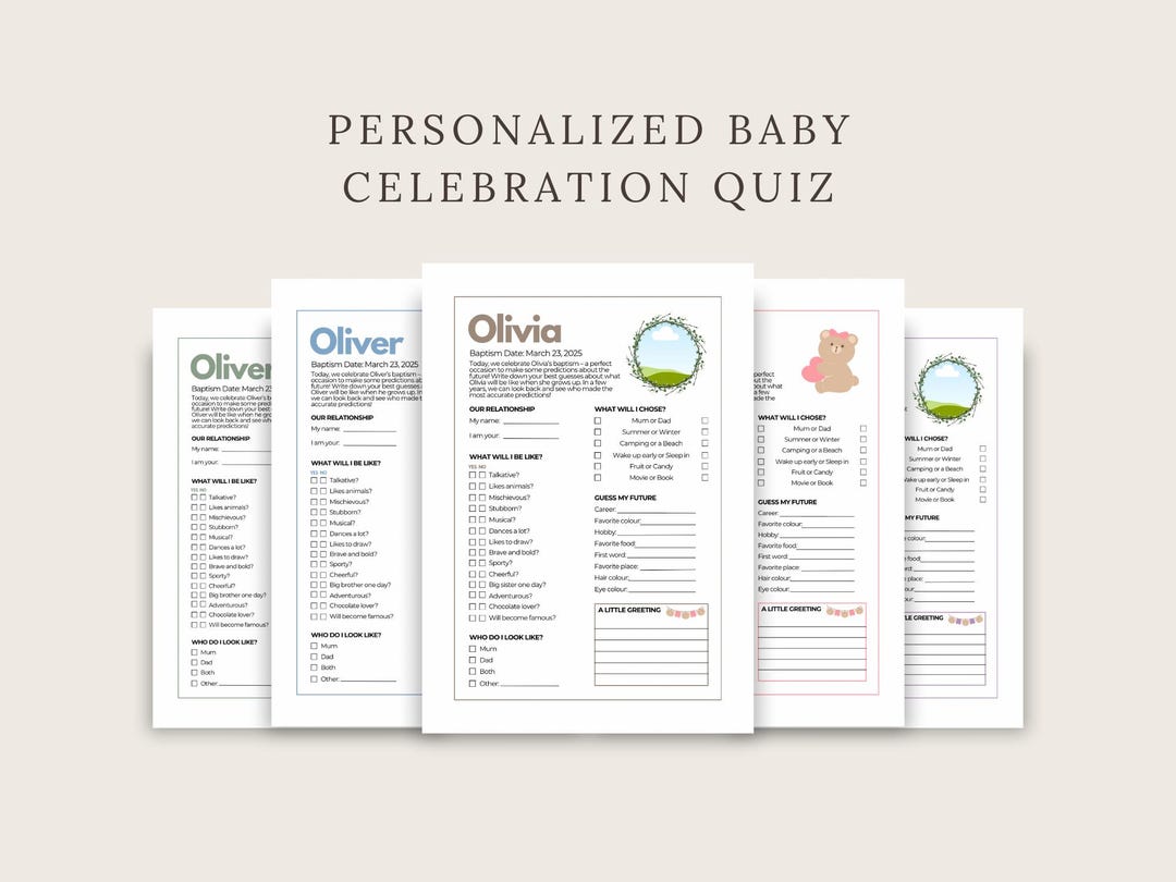 Personalized Baby Celebration Quiz – Custom Game for Baptism, Naming ...