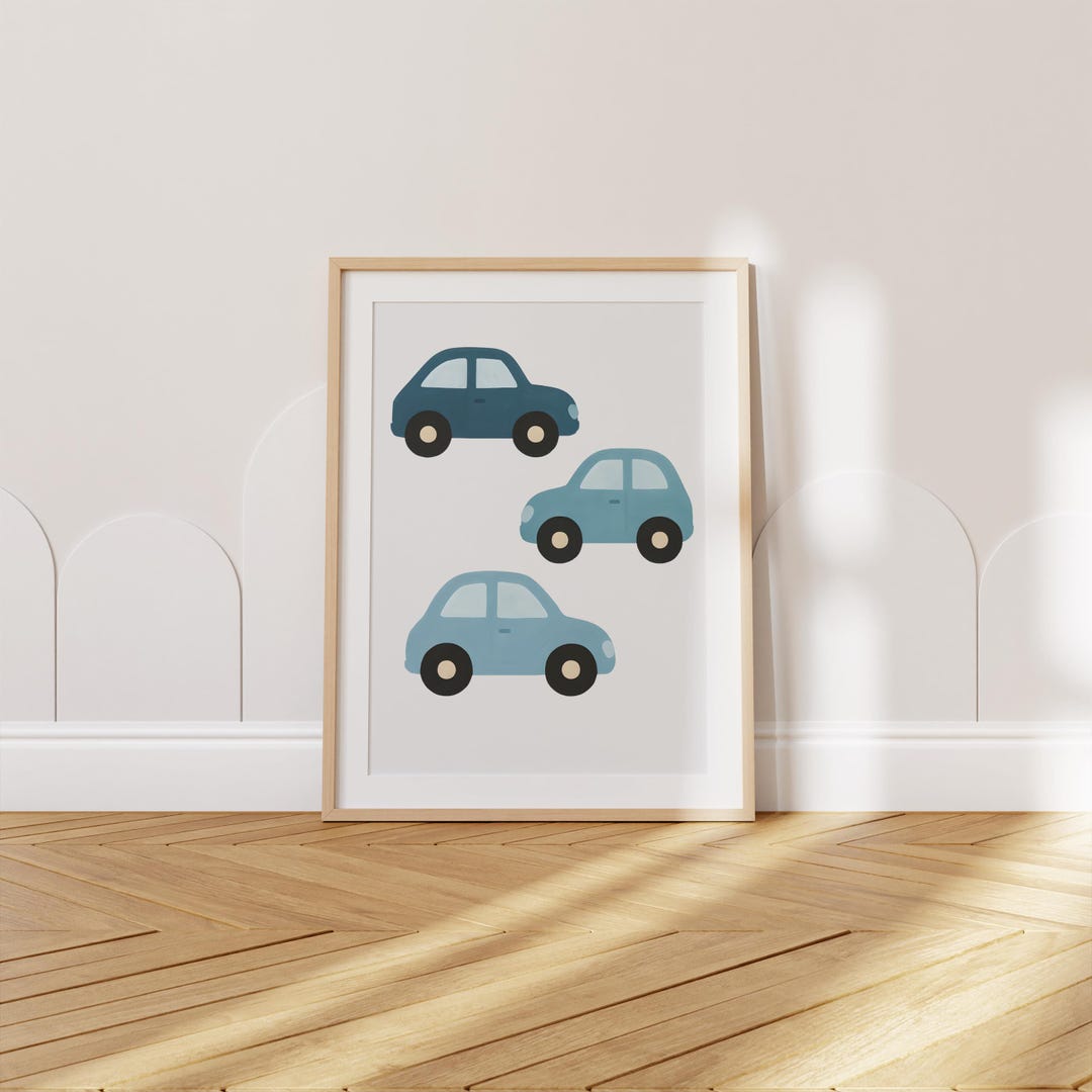 Blue Car Wall Art for Boys Room – Retro Car Poster, Nursery Print for ...