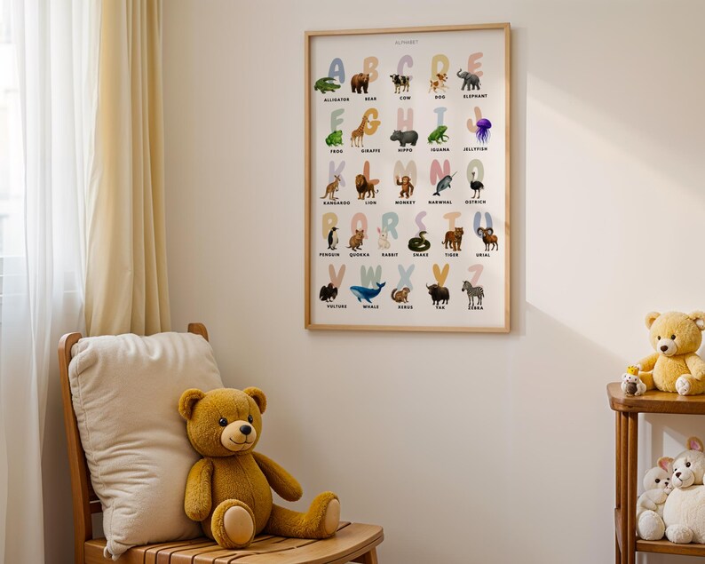 Animal Alphabet Poster Digital Download, Nursery Wall Art, Educational ...