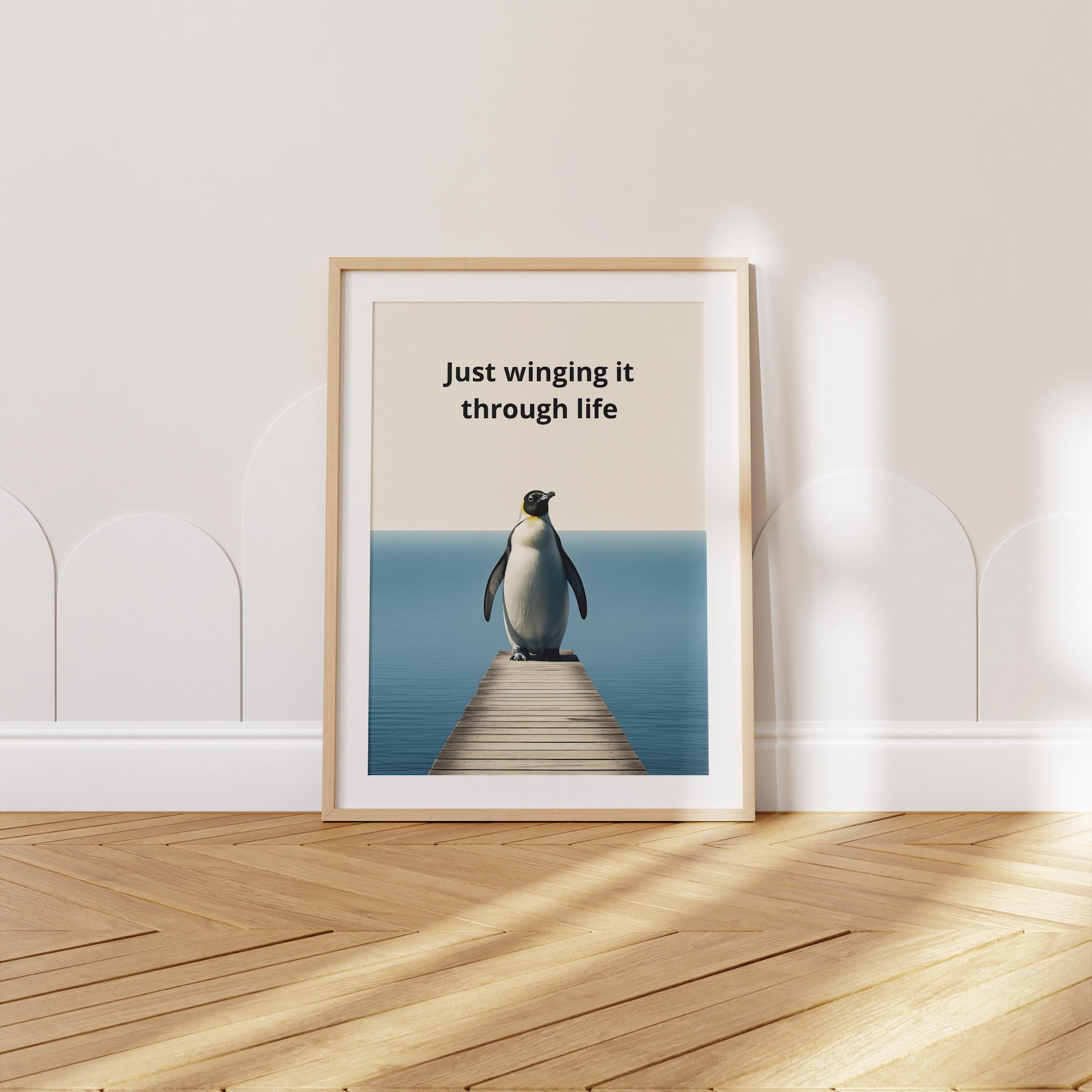 Funny Penguin Meme Digital Poster | "just Winging It Through Life" Wall ...