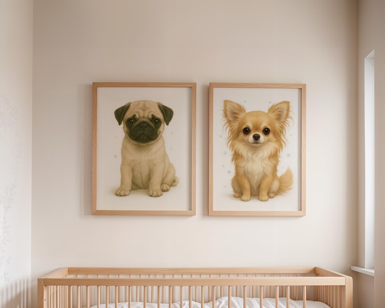 Pug Digital Poster, Printable Wall Art for Dog Lovers, Nursery Decor ...