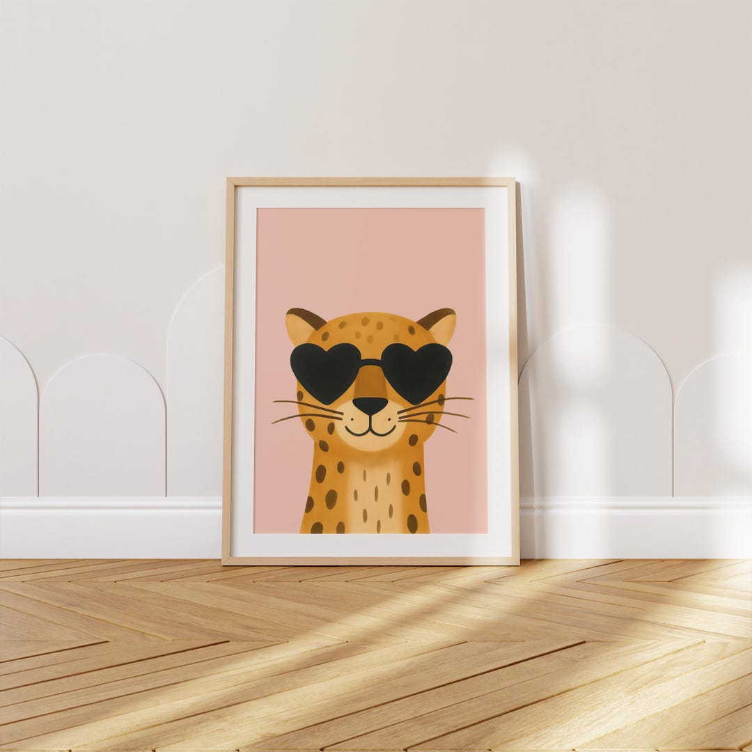 Cool Leopard Digital Poster, Kids Room Art, Safari Animal Nursery Decor ...