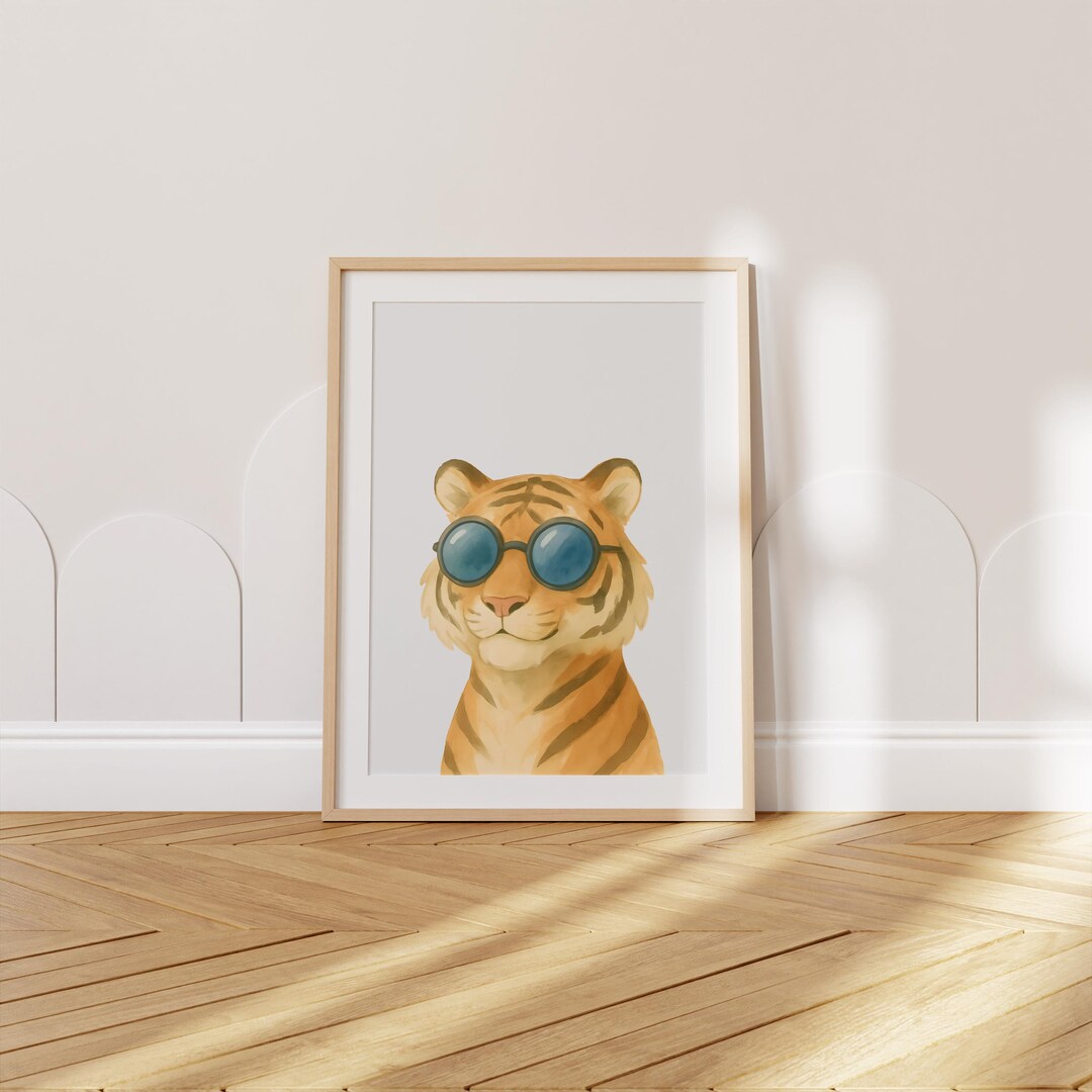 Cool Tiger With Sunglasses Wall Art, Kids Room Decor, Nursery Animal ...